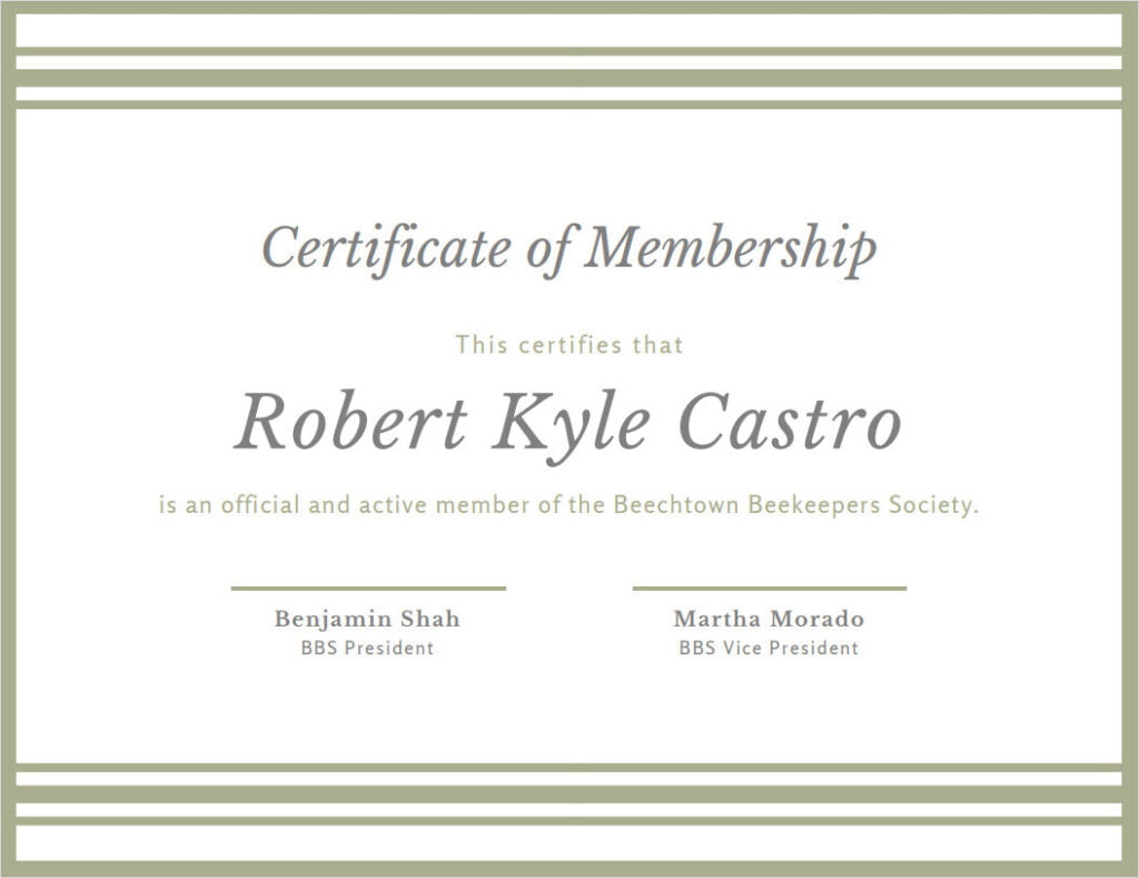 Printable Membership Certificate Template