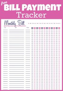 One-Year Bill Organizer Worksheet Template