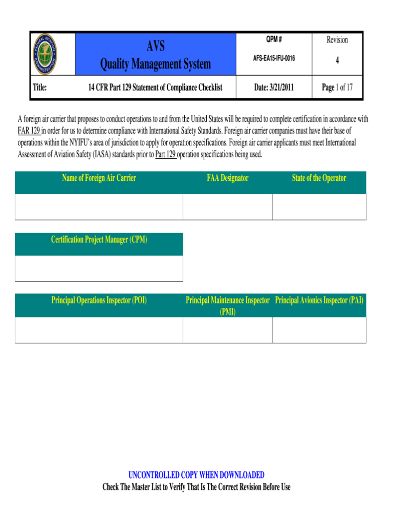 Statement of Compliance Template (Word)