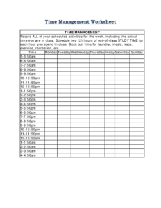 Time Management Worksheet Template