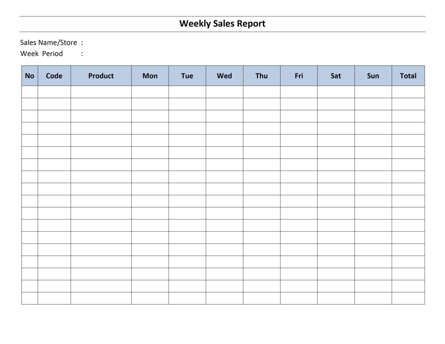 Weekly Sales Report Template (Word)