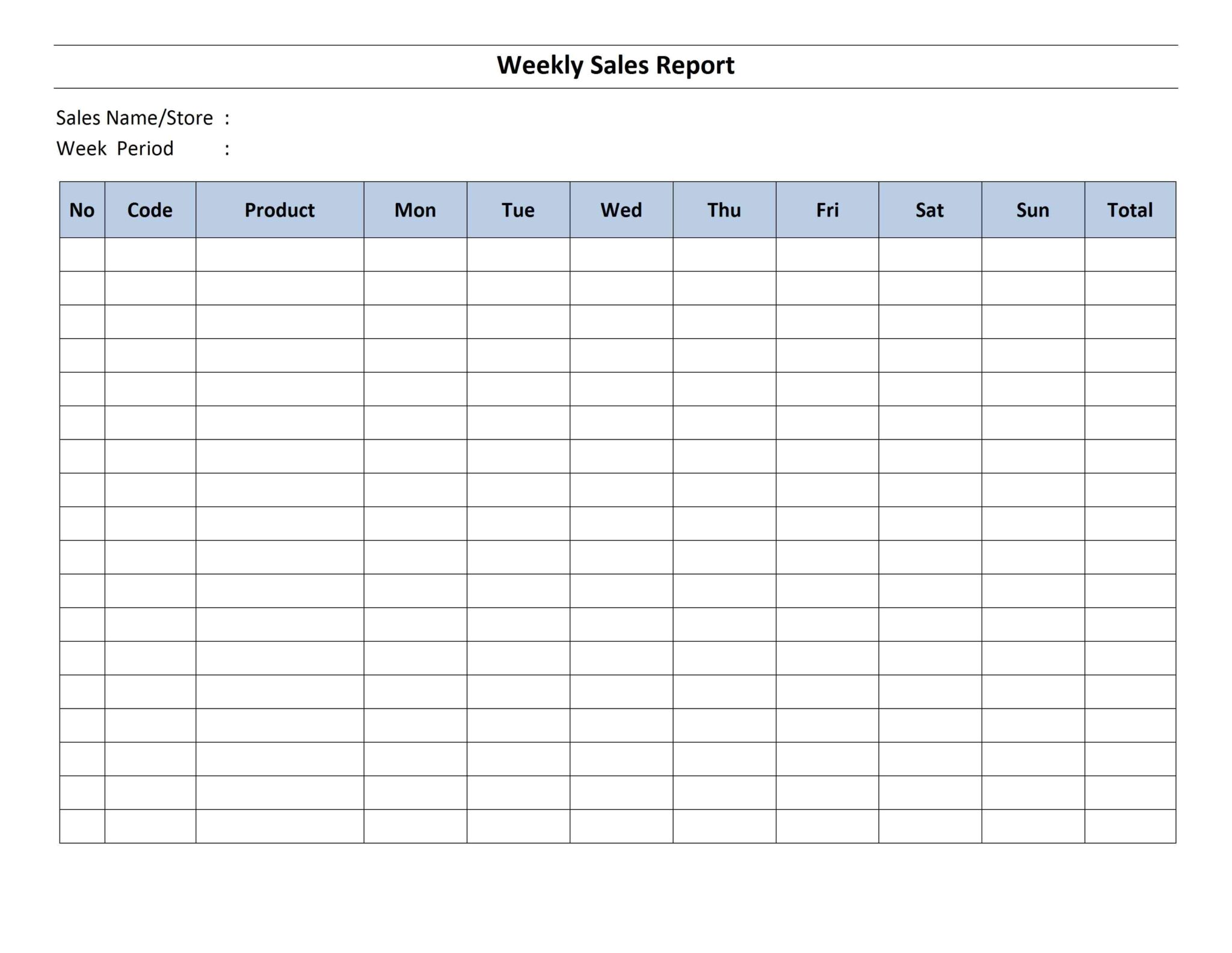 Weekly Sales Report Template (Word)