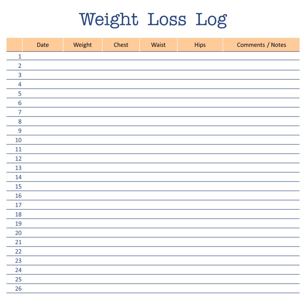 Free Printable Weight Loss Log Template
