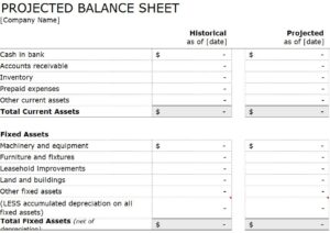 Projected Balance Sheet Template (Excel)