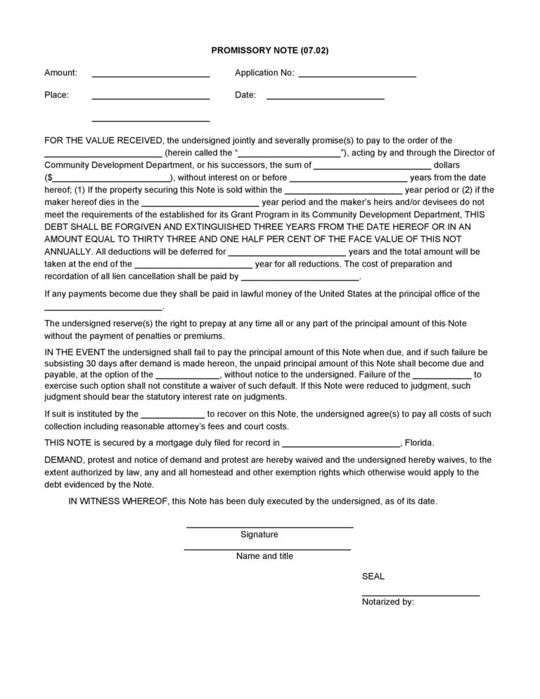Promissory Agreement Template (Word)