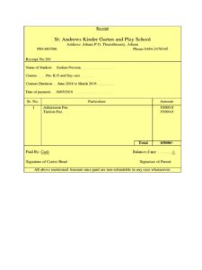School Fee Book Format Template