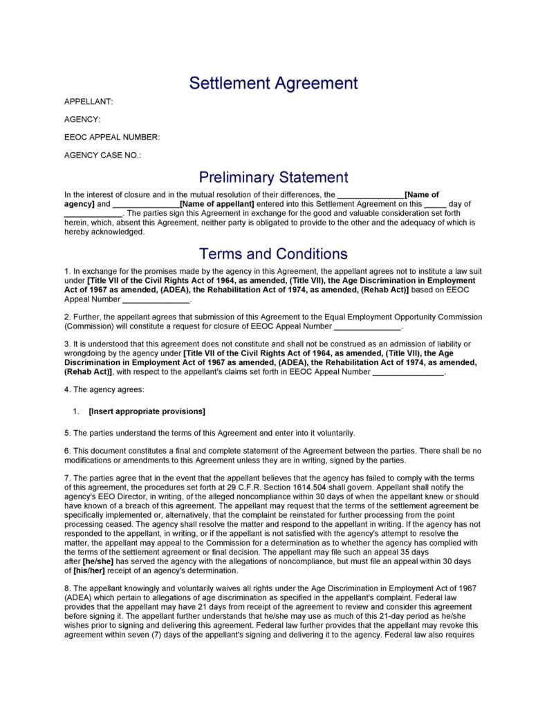 Settlement Agreement Template (Word)