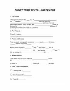 Short-Term Lease Agreement Template (Word)
