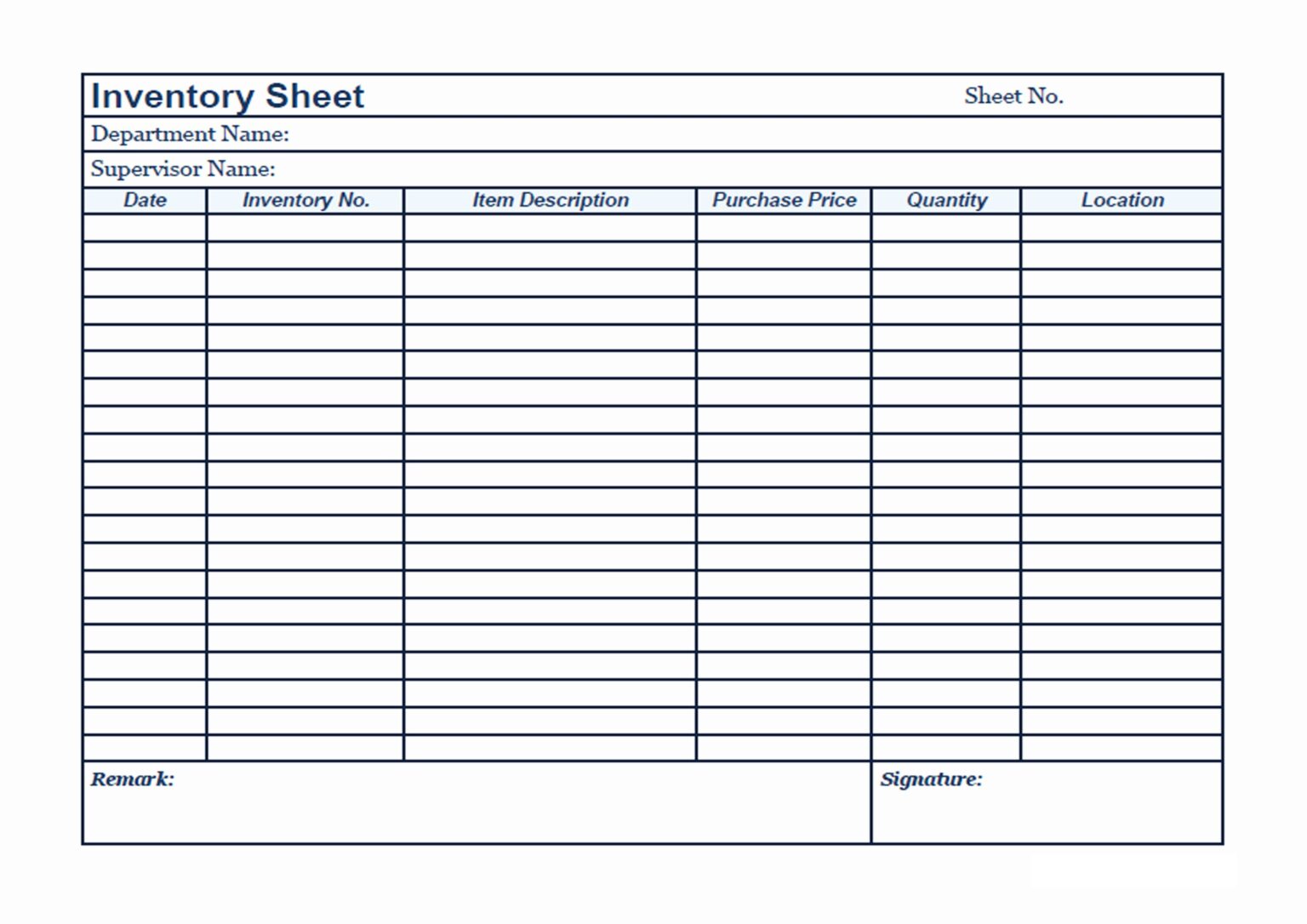 Small Business Inventory Spreadsheet Template