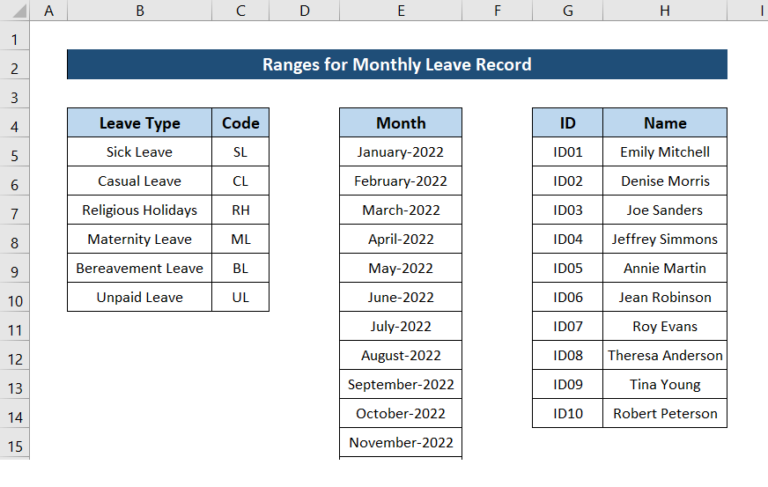 Staff Leave Register Template (Excel)