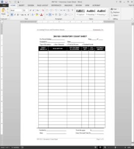 Printable Stock Count Sheet Template