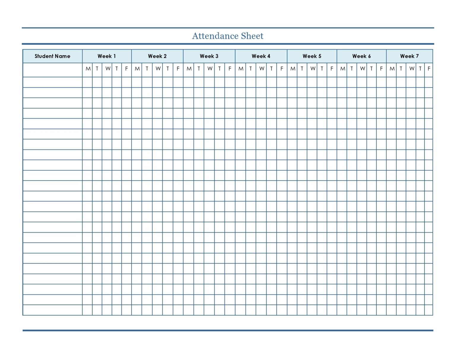 Teacher Attendance Sheet Template (Word)