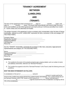 Tenancy Lease Agreement Template