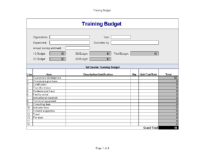 Printable Training Budget Template (Excel)