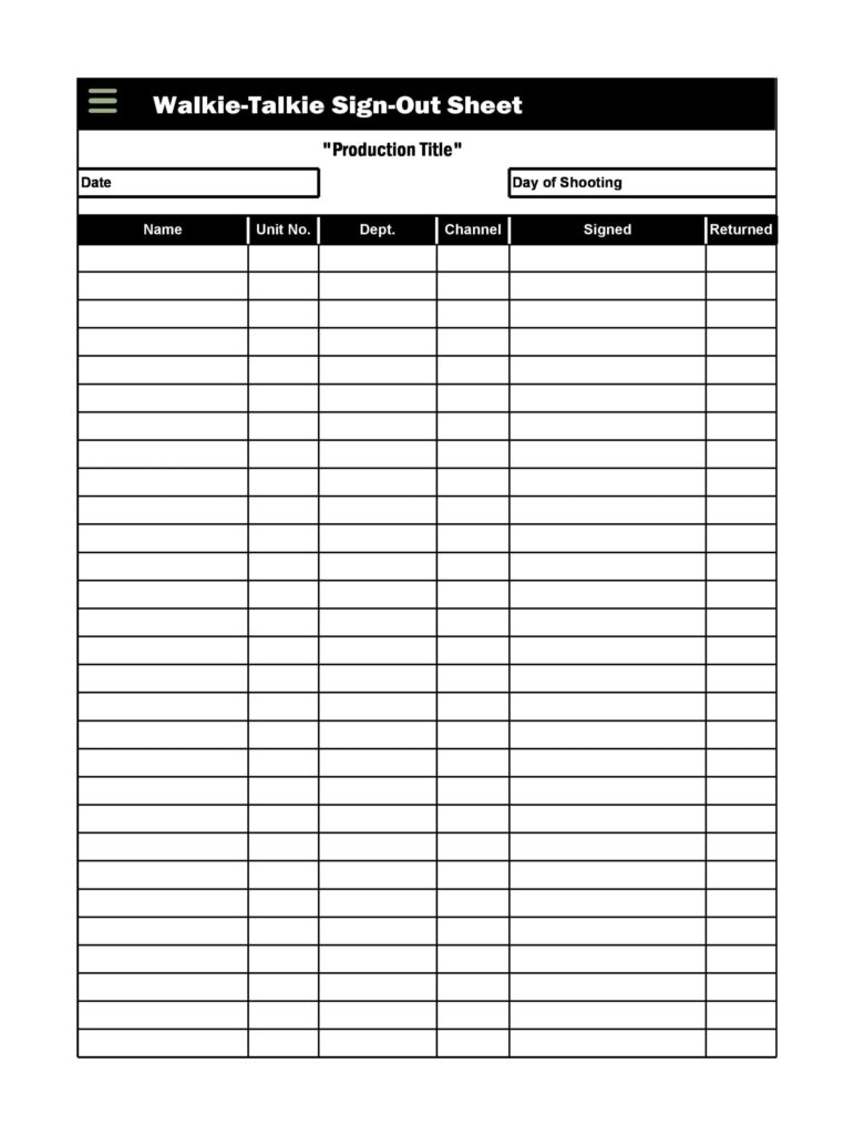 Vehicle Sign-out Sheet Template (Excel)