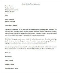 Vendor Termination Letter Template (Word)