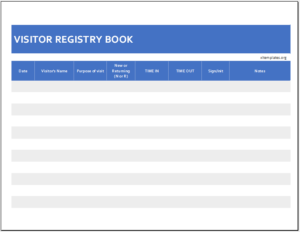 Visitor Register Book Template (Excel)