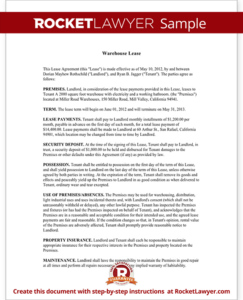 Warehouse Lease Agreement Template
