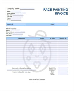 Printable Artist Invoice Template