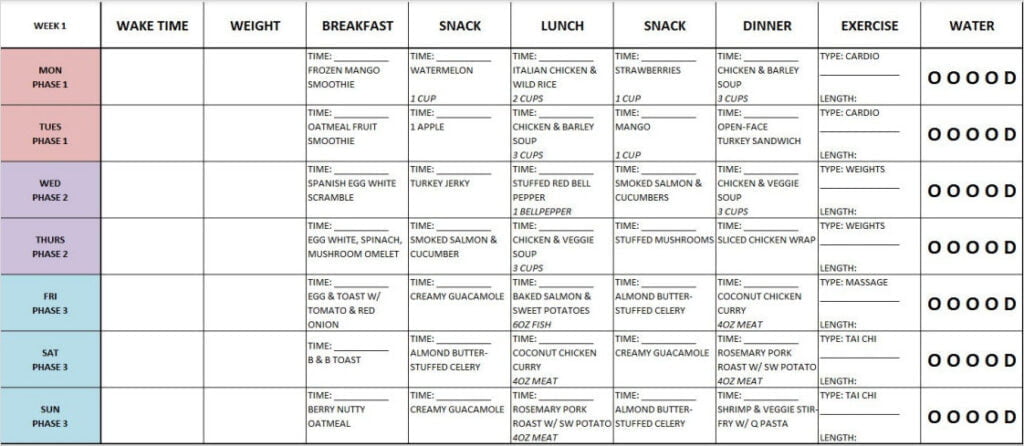 Fast Metabolism Diet Meal Plan Template