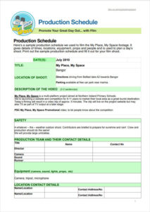 Film Shooting Schedule Template