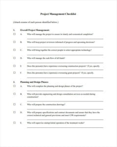 Project Management Checklist Template
