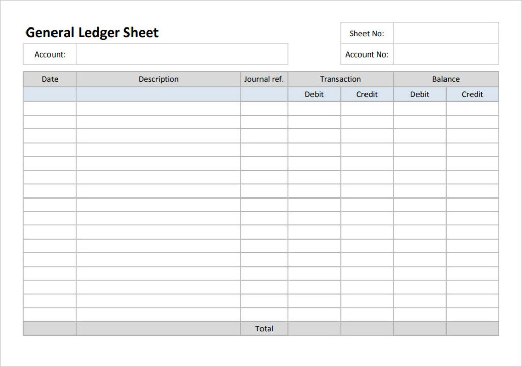 Printable General Ledger Template