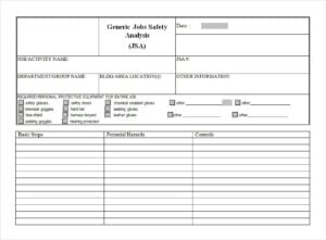 Printable Job Safety Analysis Template