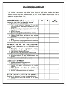 Printable Proposal Checklist Template
