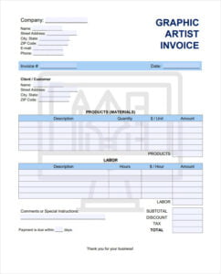 Printable Artist Invoice Template
