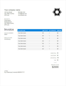Printable HVAC Invoice Template