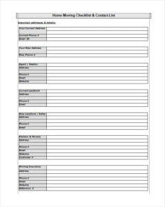 Printable Moving Checklist Template