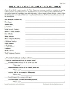 Printable Crime Report Template