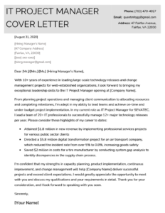 Information Technology Manager Cover Letter Template