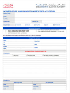 Printable Work Completion Certificate Template