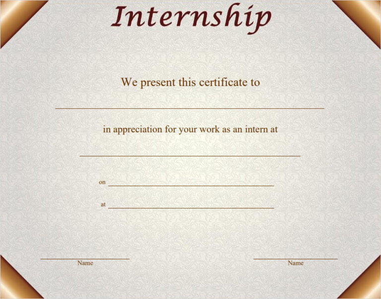 Internship Certificate of Completion Template
