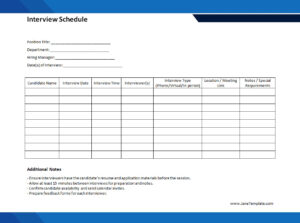 Free Printable Interview Schedule Template