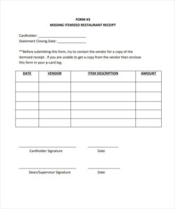 Printable Restaurant Receipt Template
