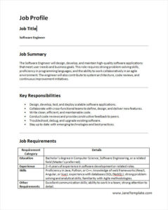 Free Customizable Job Profile Template