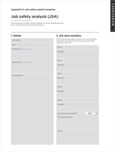 Printable Job Safety Analysis Template