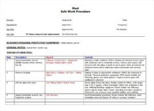 Printable Job Safety Analysis Template
