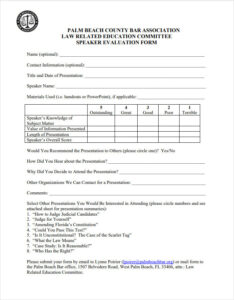 Printable Speaker Evaluation Form