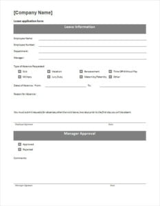 Printable Leave Application Form