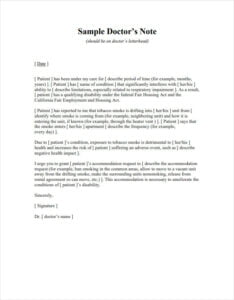 Disability Sample Letter From Doctor Confirming Illness