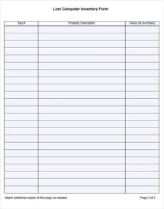 Printable Computer Inventory Template