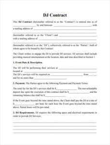 Printable DJ Contract Template