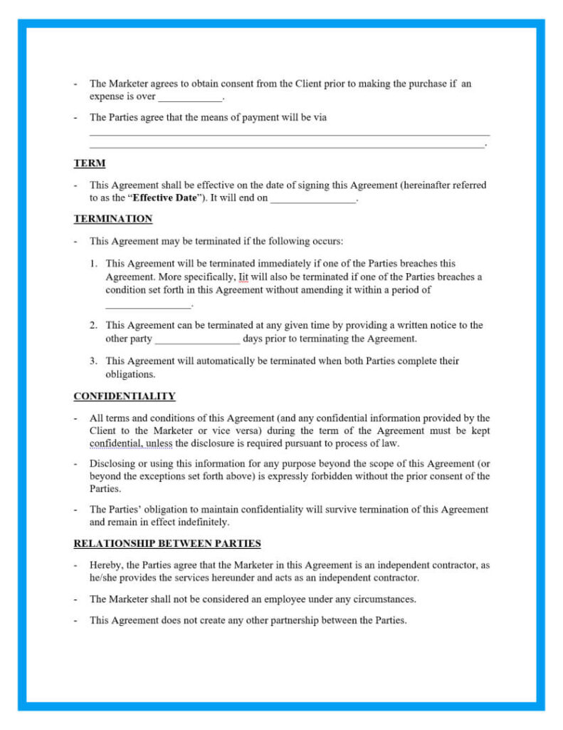 Editable Marketing Agreement Template
