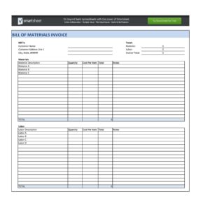Material Quantity Record Sheet Template