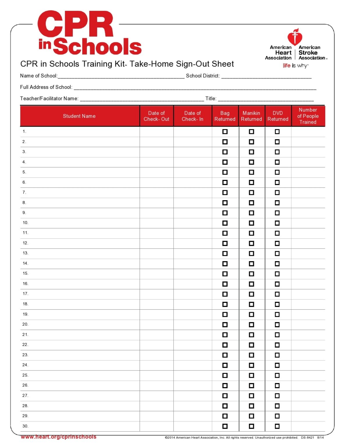Material Sign-out Sheet Template