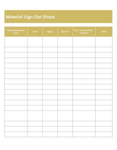 Material Sign-out Sheet Template